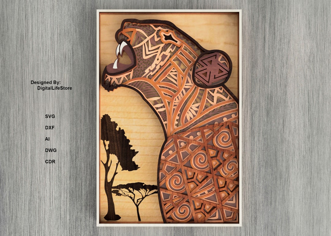 Multilayered Leopard LASER CUT FILES Svg ,cnc Router Files,lare Cut,cut ...