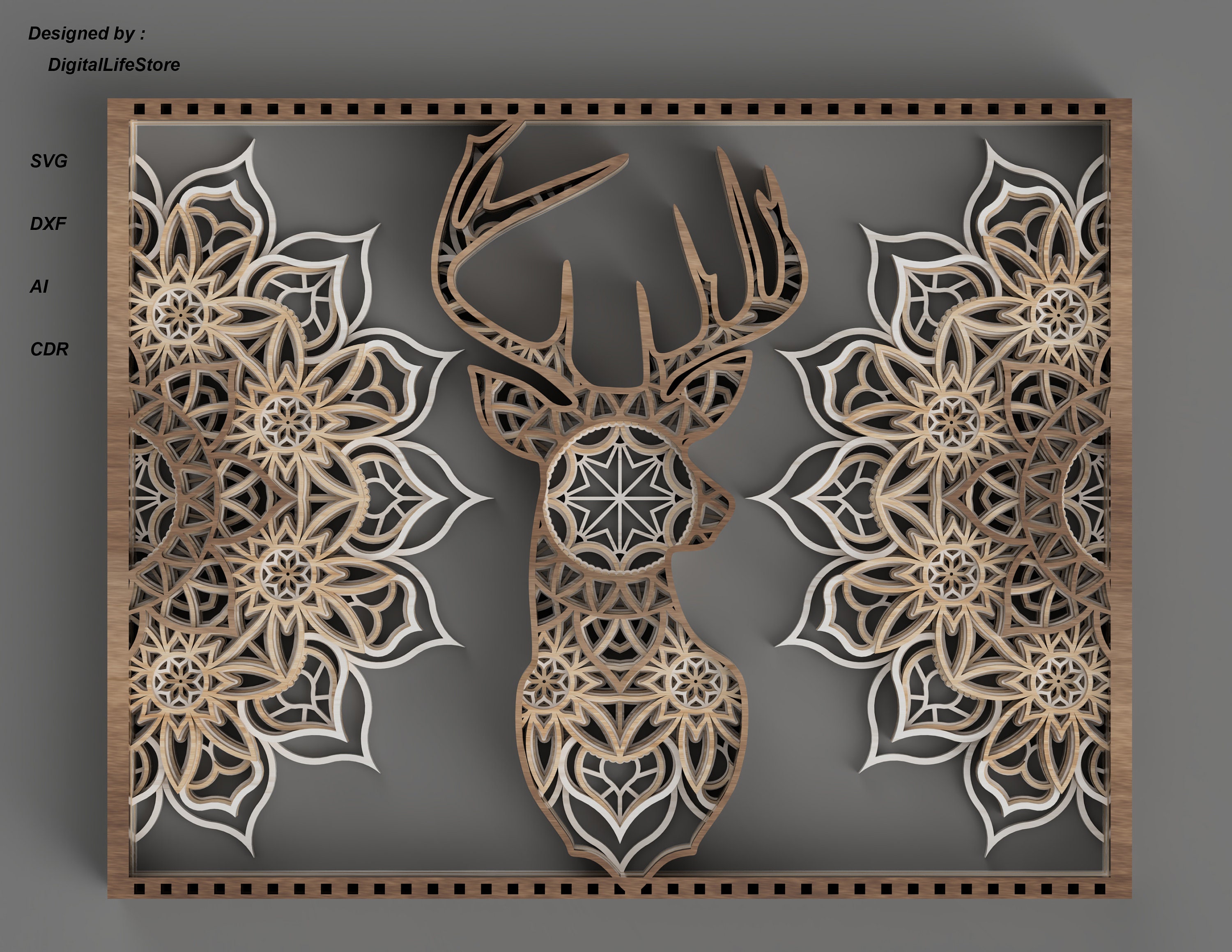 Deer Multilayered Mandala Laser Cut Filesdeer Cnc Laser Cut | Etsy