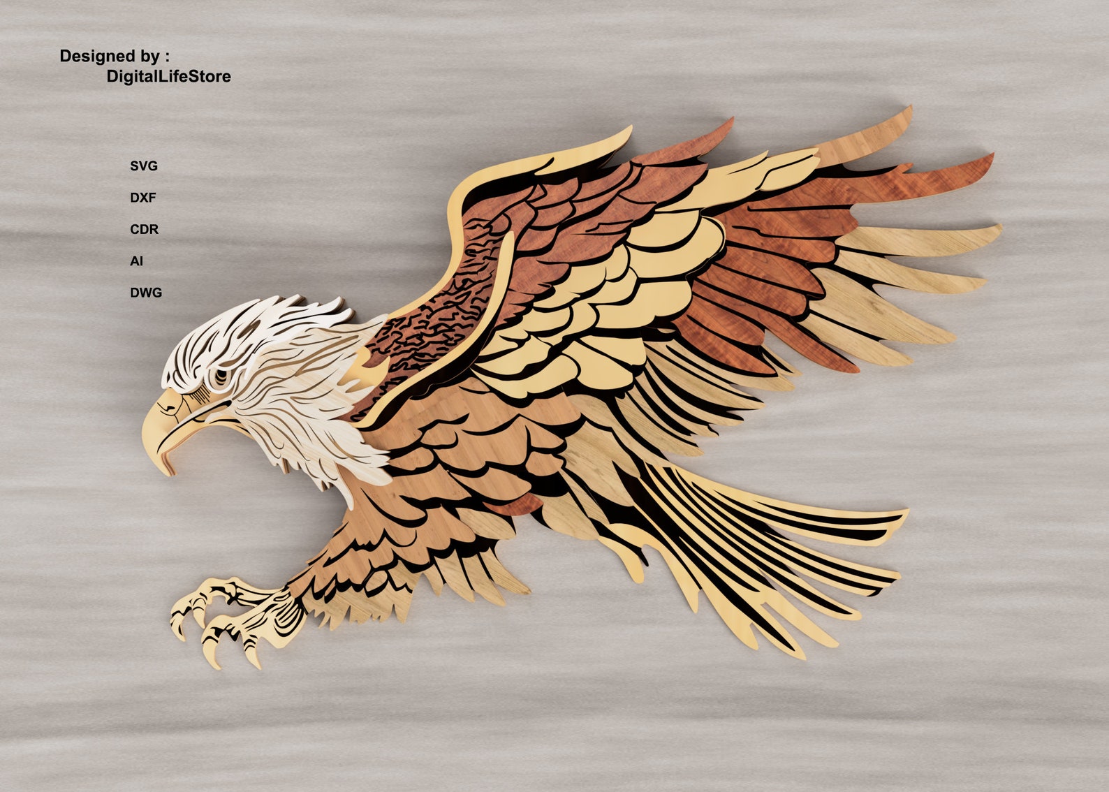 Eagle Multilayered Laser Cut Files,cnc Laser Cut Vector,laser Engraving ...