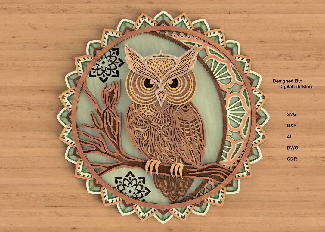 Layered Owl Multilayer Laser Cut Files – SVG Glowforge Files | Laser ...