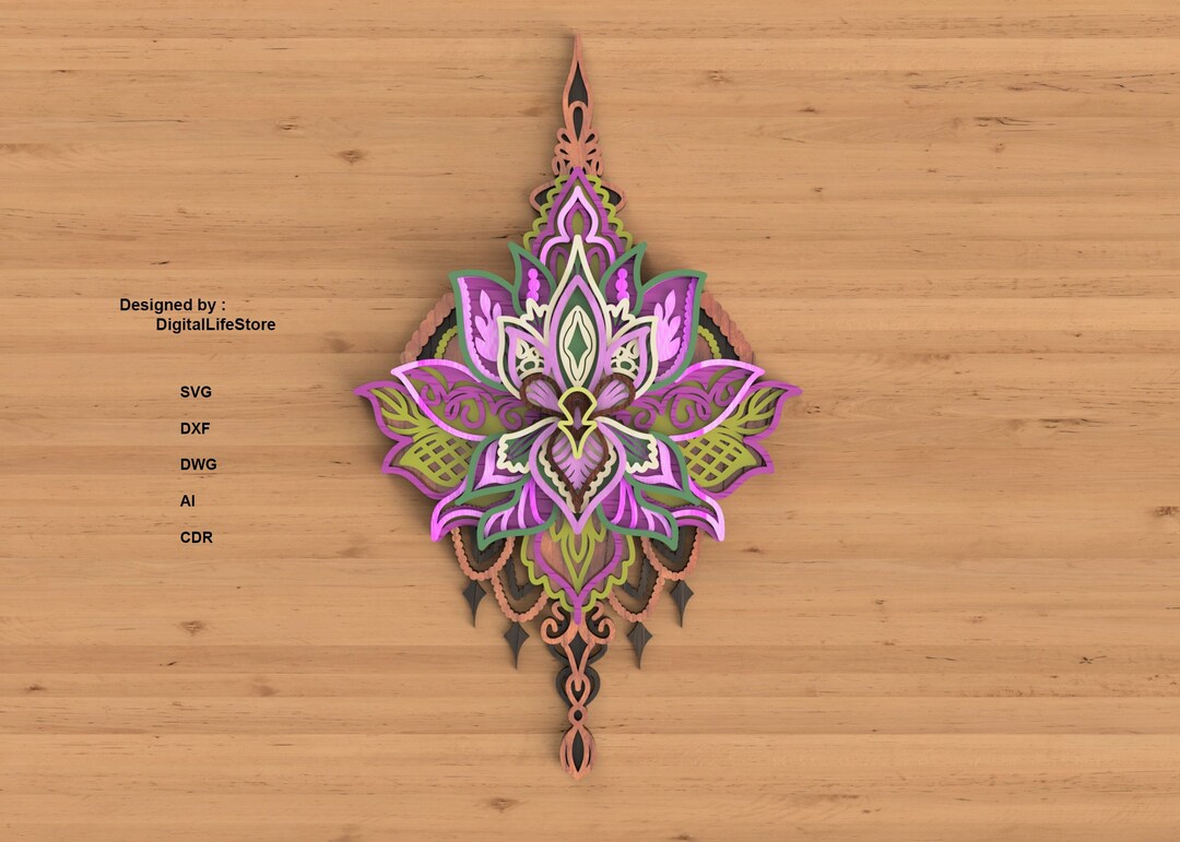 Mandala Multilayer Laser Cut Files SVG Glowforge Laser Cut File - Etsy
