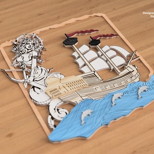 Layered Ship Laser Cut Files,laser Cut,cnc Router Files,ship Engraving ...