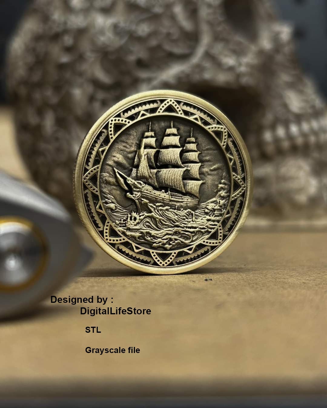 Ship 3d Engraving Coin Files,fiber Laser Engraving Designs ,ship Stl ...