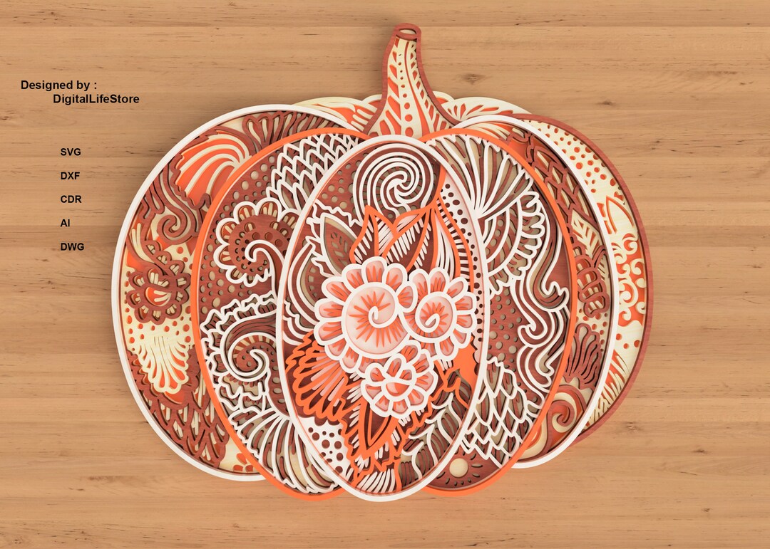 Pumpkin Layered Mandala Laser Cut Files Svg Dxf,laser Cut,cnc Files ...