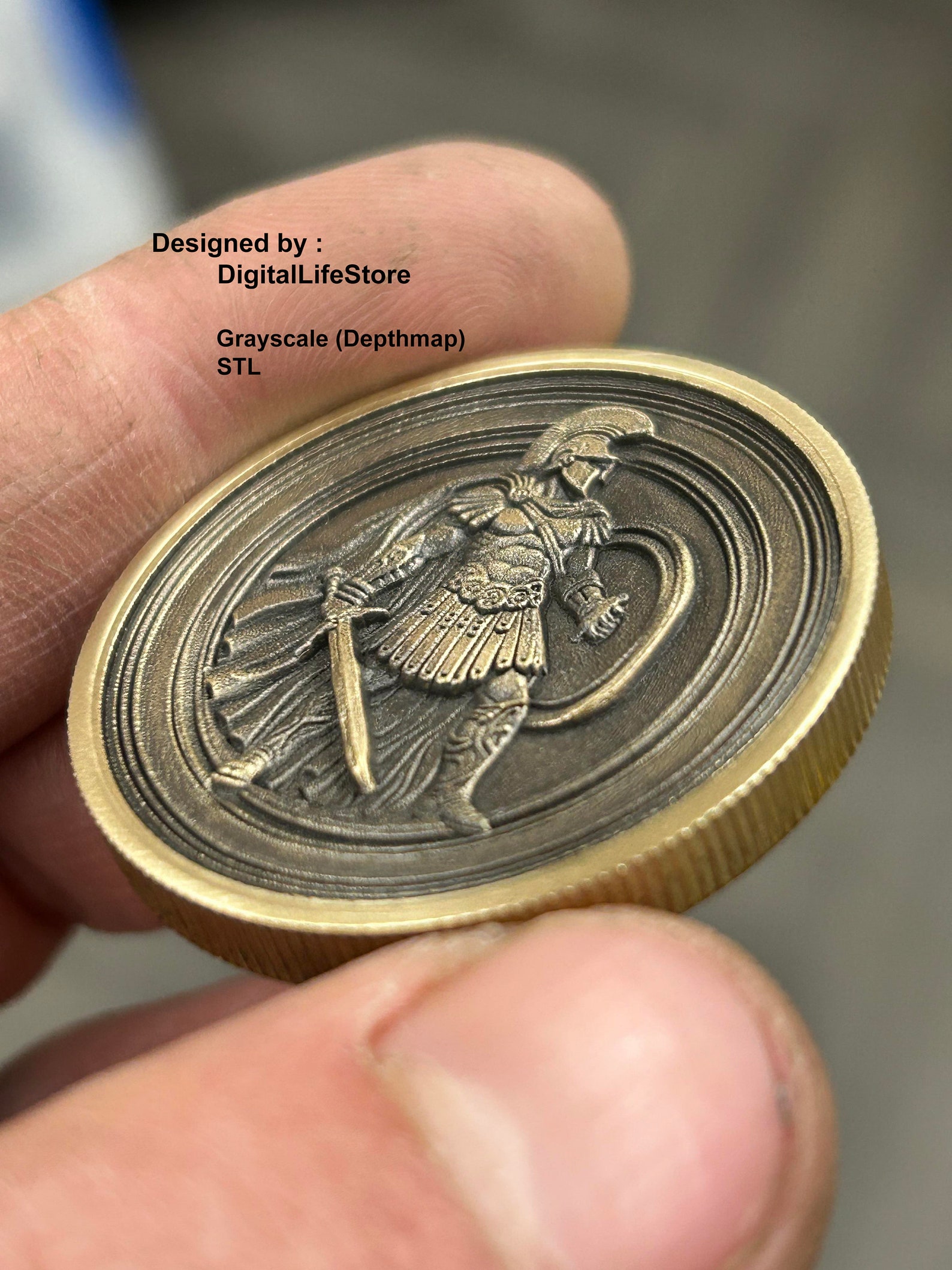Spartan Warrior Coin 3D Engraving Files: Fiber Laser Designs (STL) - Etsy