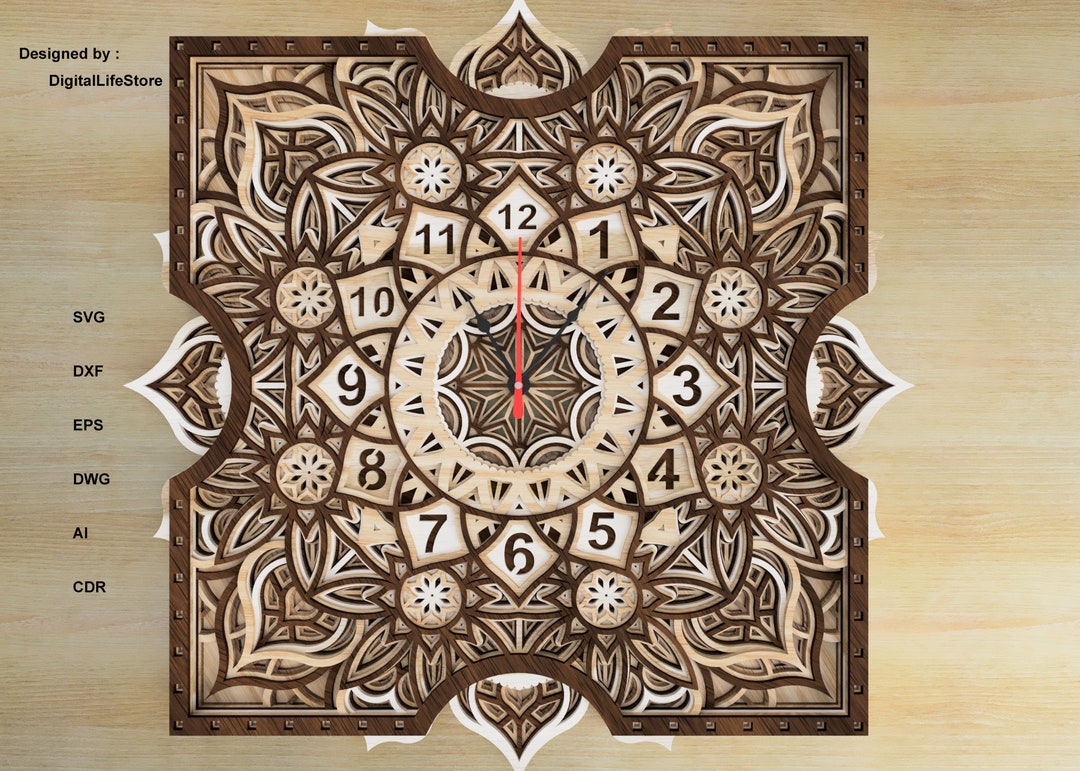 Clock Multilayer Laser Cut Files SVG Glowforge Laser Cut File - Etsy