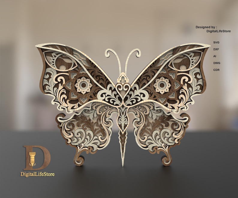 Layered Butterfly Multilayer Laser Cut Files,laser Cut,cnc Router Files ...
