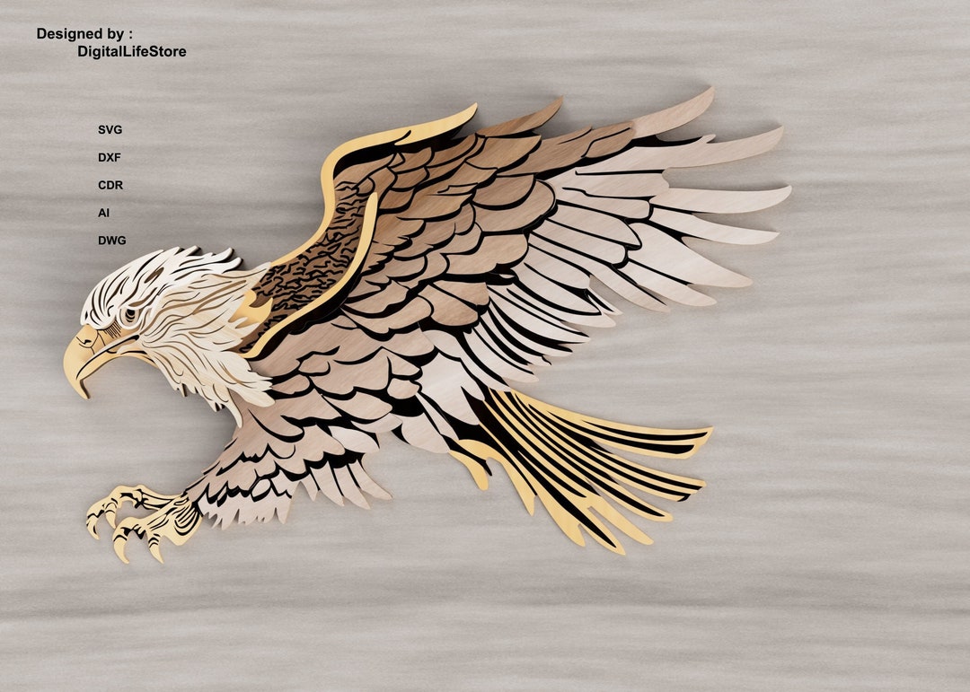 Eagle Multilayered Laser Cut Files,cnc Laser Cut Vector,laser Engraving ...