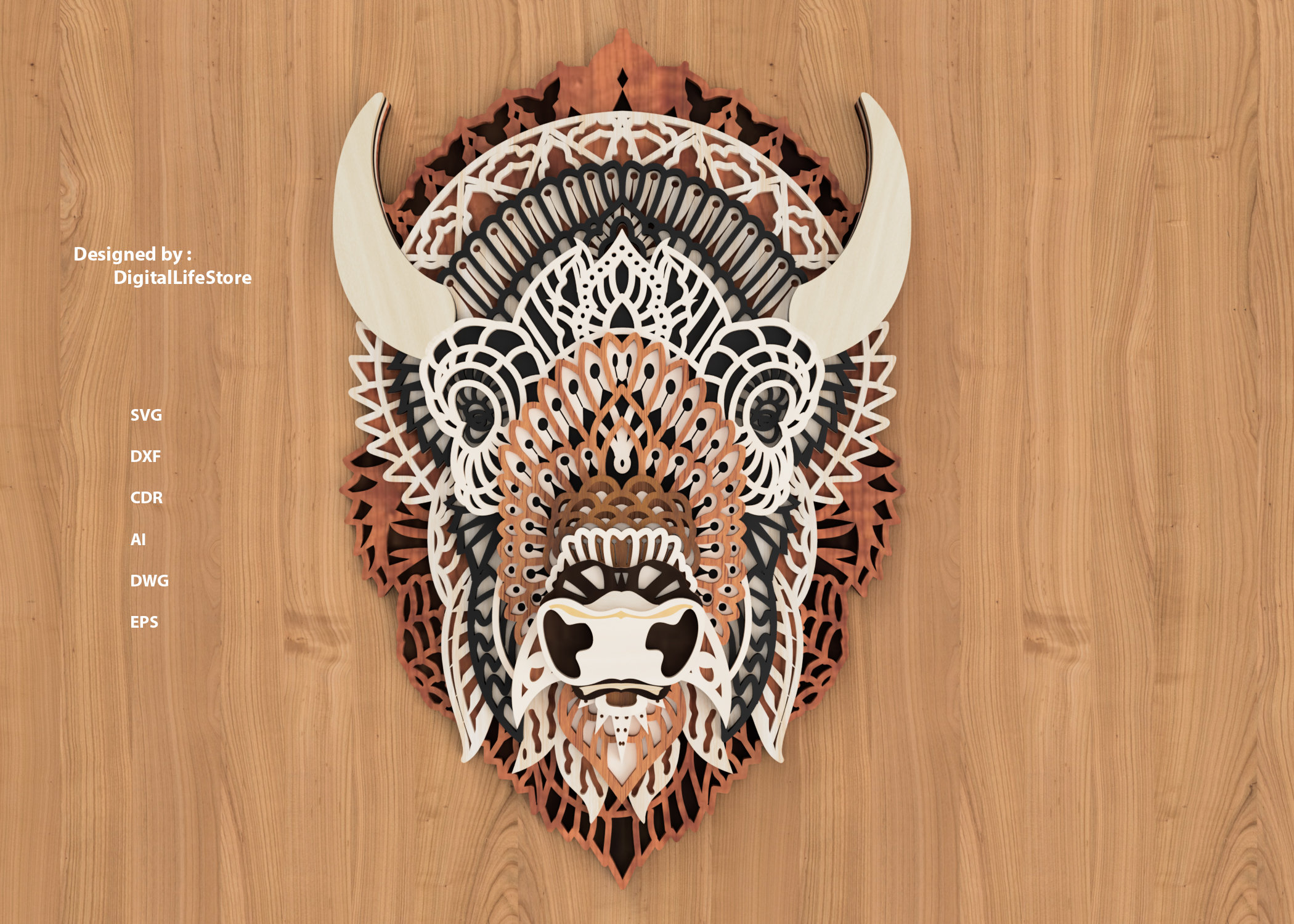 Bison Layered Laser Cut Filescnc Laser Cut Svg Dxf Cutting - Etsy