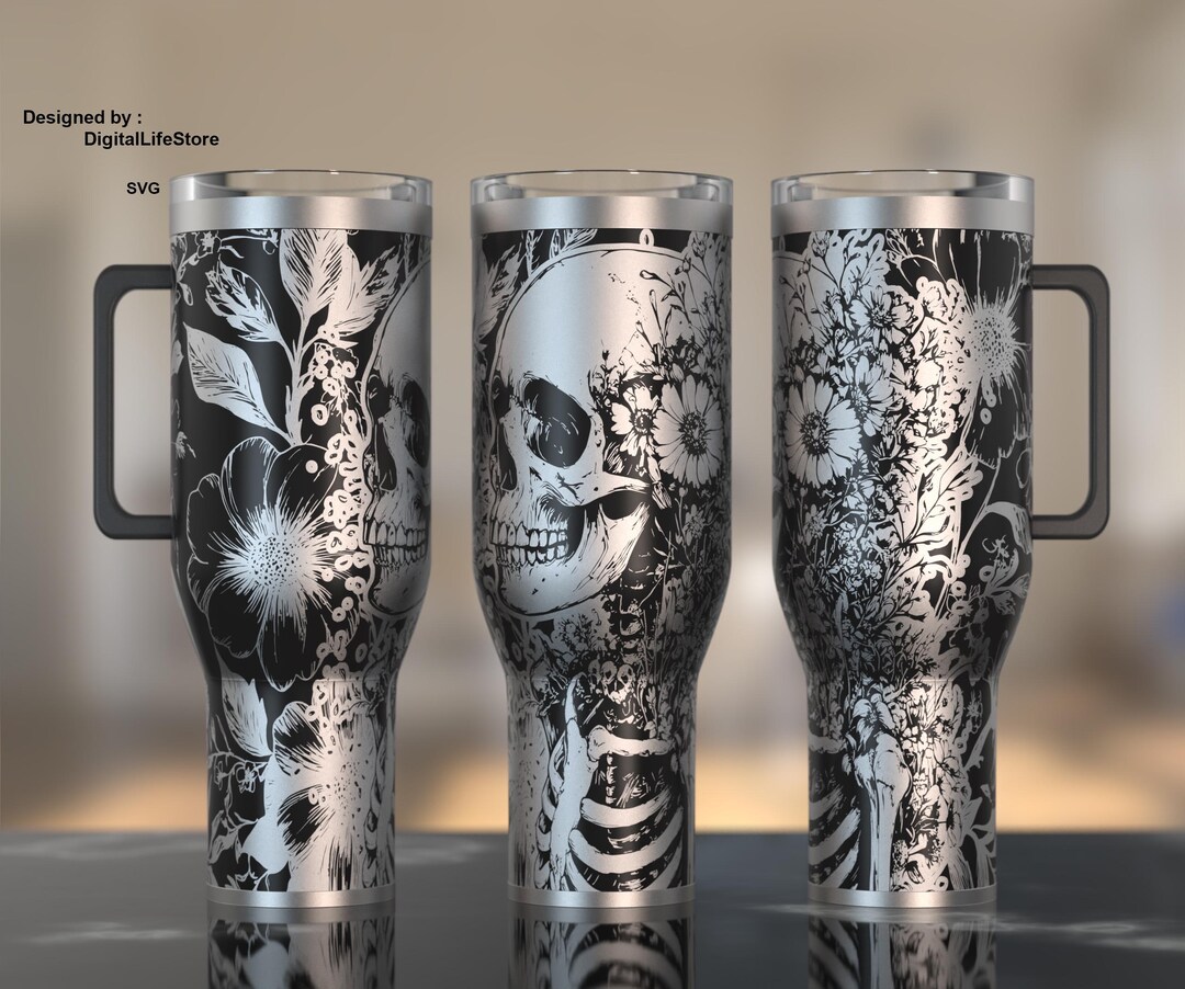 40oz Skeleton Laser Engraved Full Wrap Design for for Laser Rotary ...