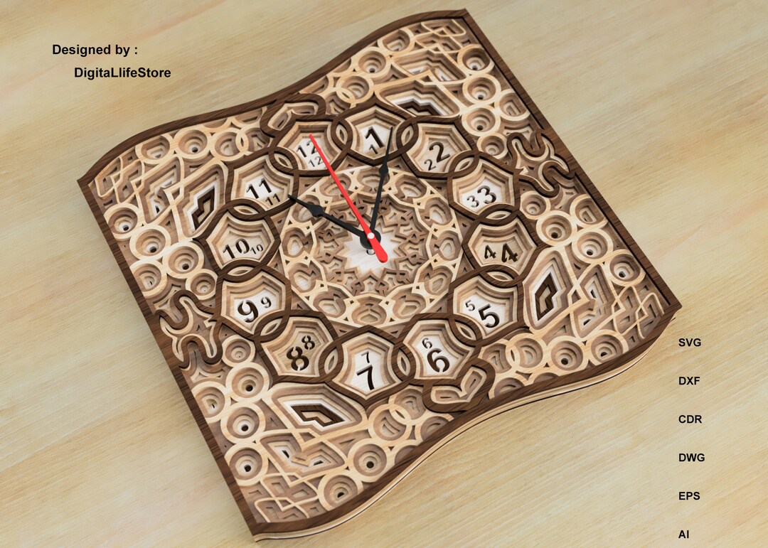 Clock Layered Laser Cut Files,cnc Cut Files ,cnc Router File,laser Cut ...