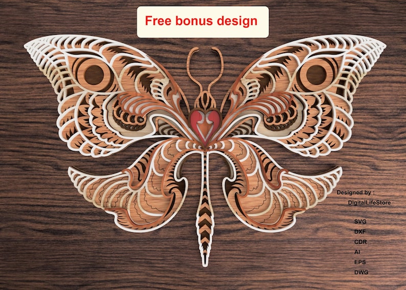 Layered Butterfly Multilayer Laser Cut Files,laser Cut,cnc Router Files ...