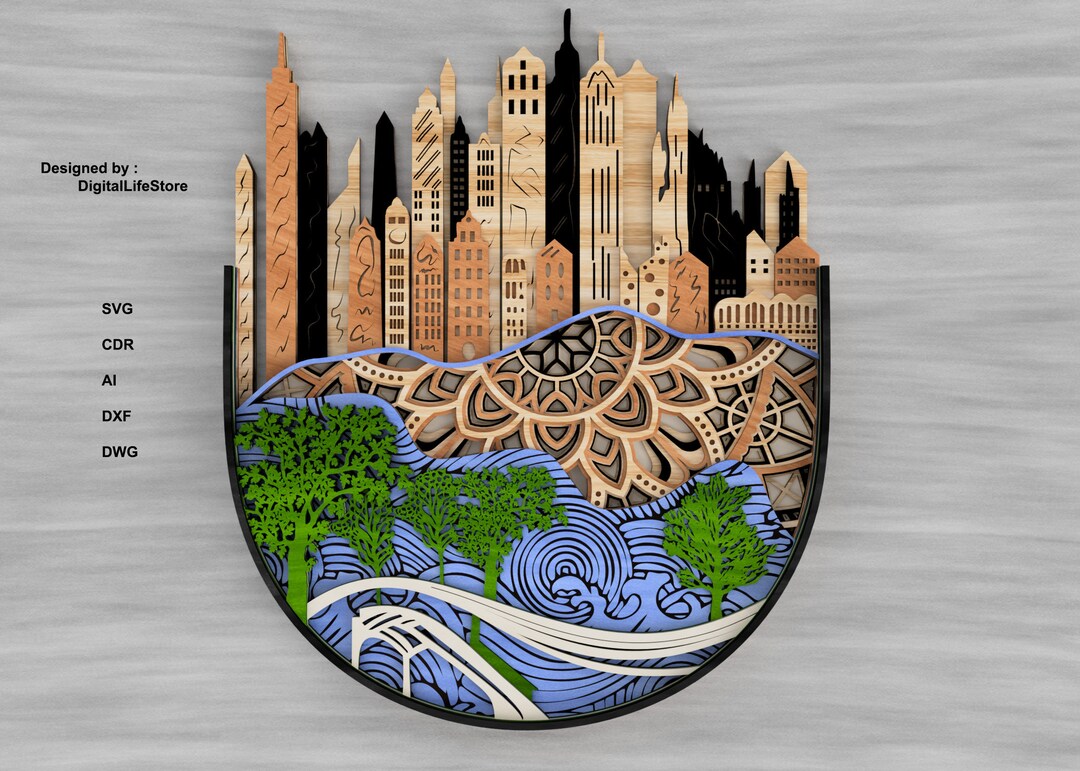 Layered Mandala City Svg,laser Cut Files,laser Cut,cnc Router Files ...