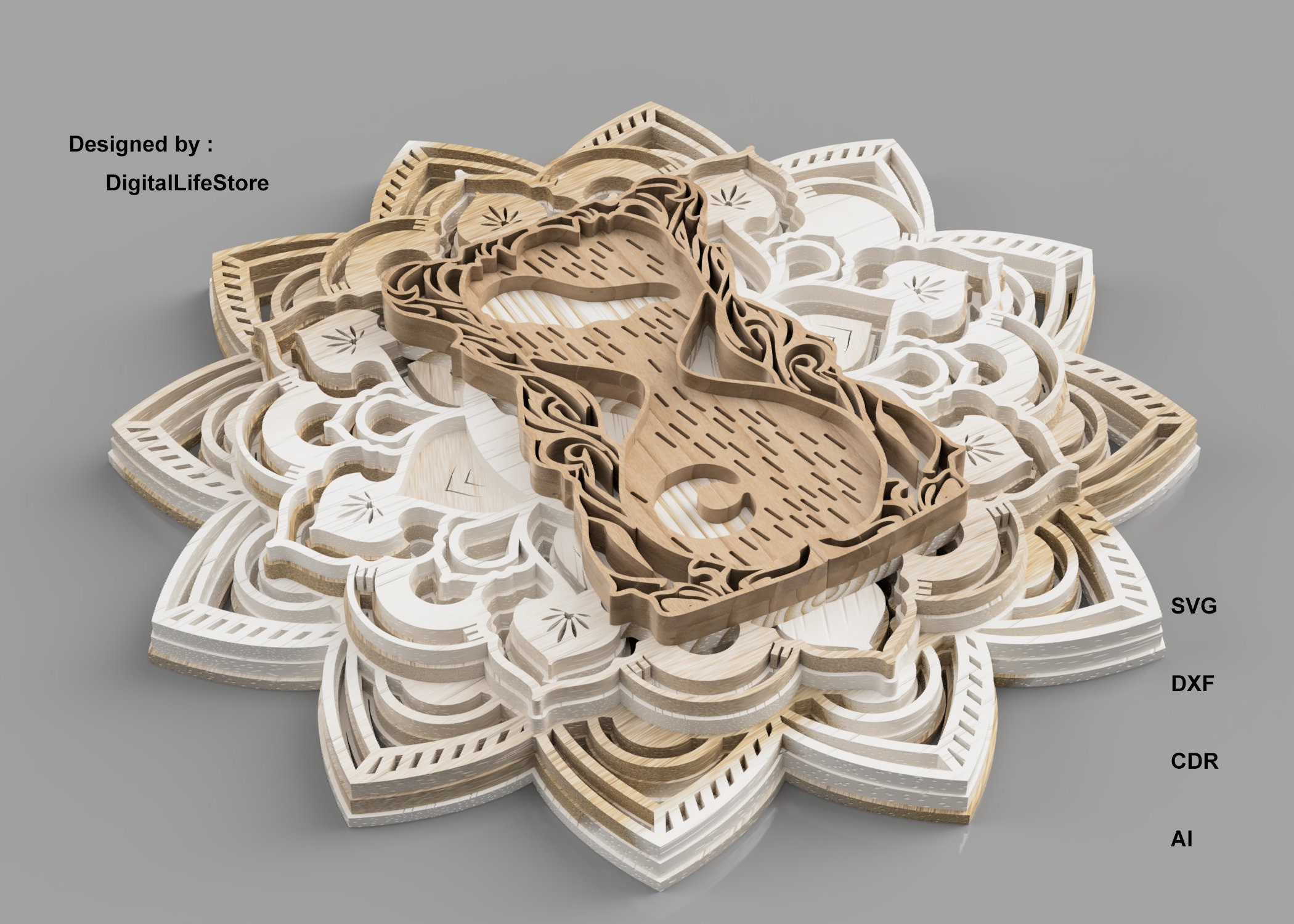 Sandglass Multilayered Mandala Laser Cut Files,cnc Laser Cut Vector,cnc ...