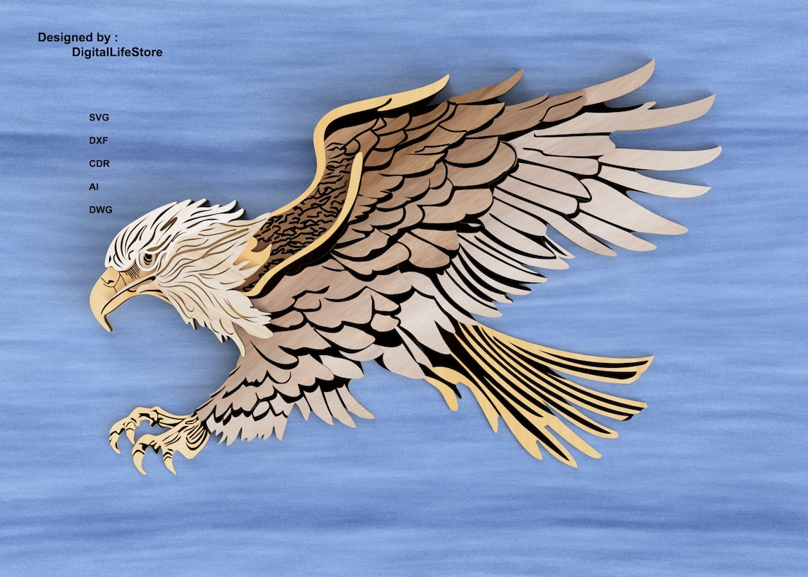 Eagle Multilayered Laser Cut Files,cnc Laser Cut Vector,laser Engraving ...