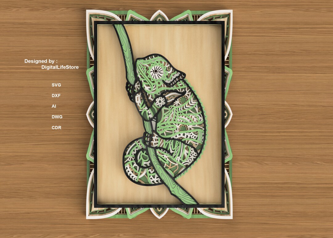 Chameleon Layered Mandala Laser Cut Files,cnc Laser Cut Svg,cnc Router ...