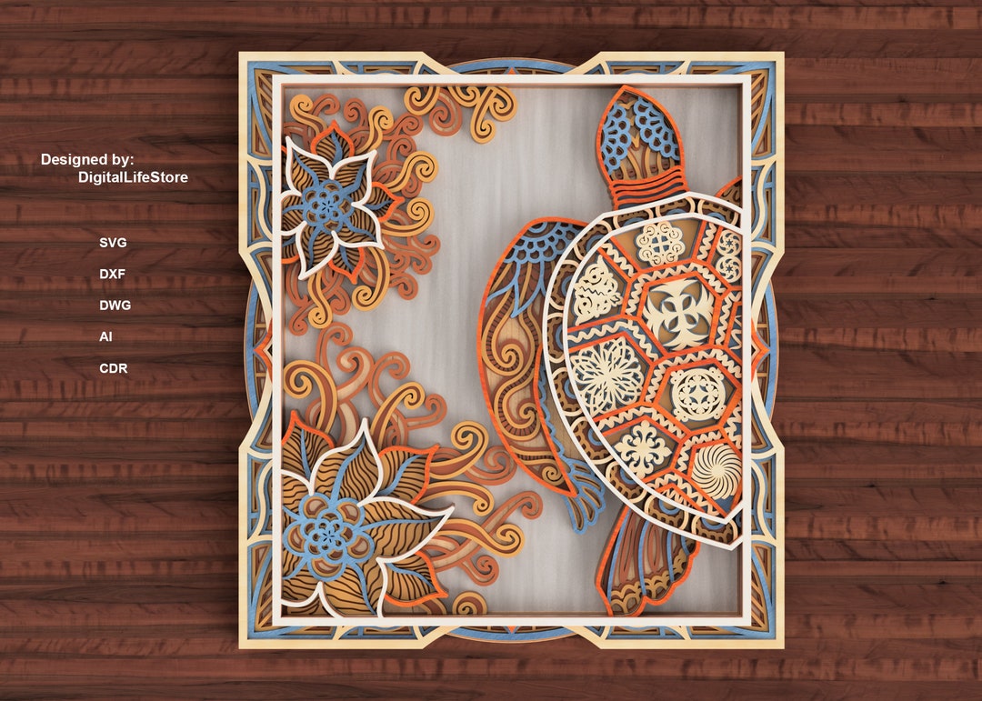 Turtle Layered Mandala Laser Cut Files,cnc Laser Cut Svg,cnc Router ...