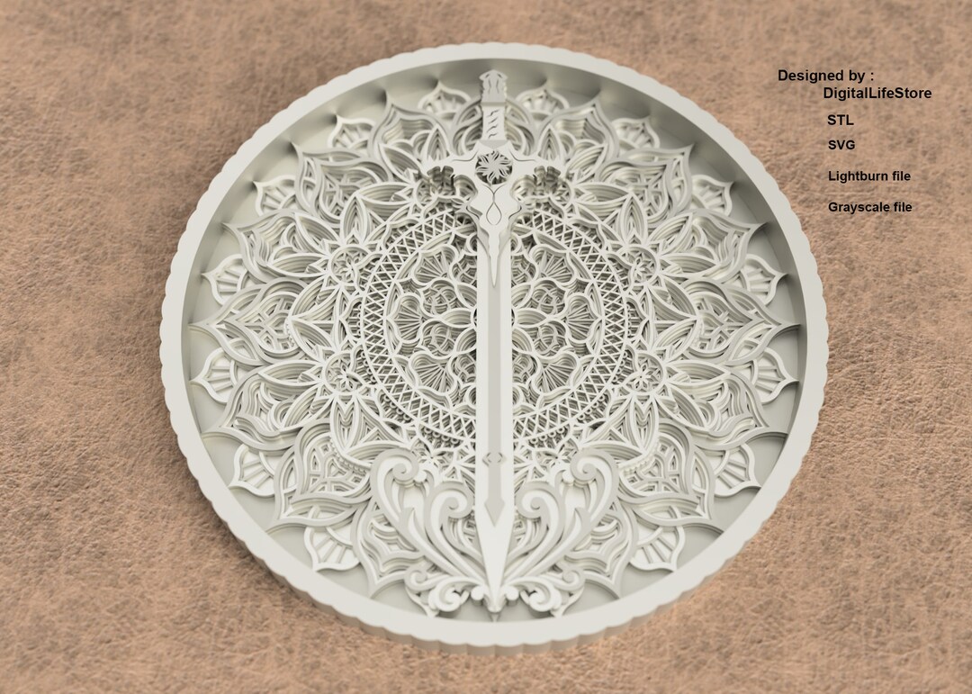 Layered Mandala Sword 3d Engraving Files,stl Fiber Laser Engraving ...