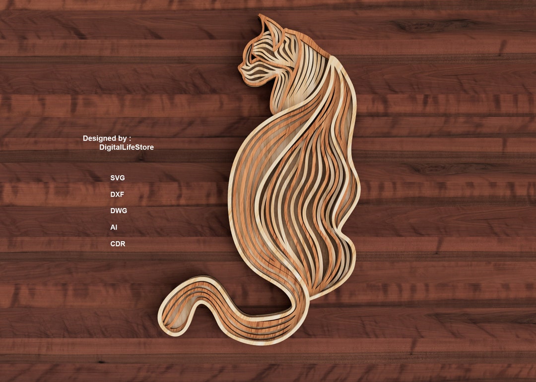 Cat Layered Laser Cut Files Svg Dxf,laser Cut Svg,cnc File Laser Cut ...