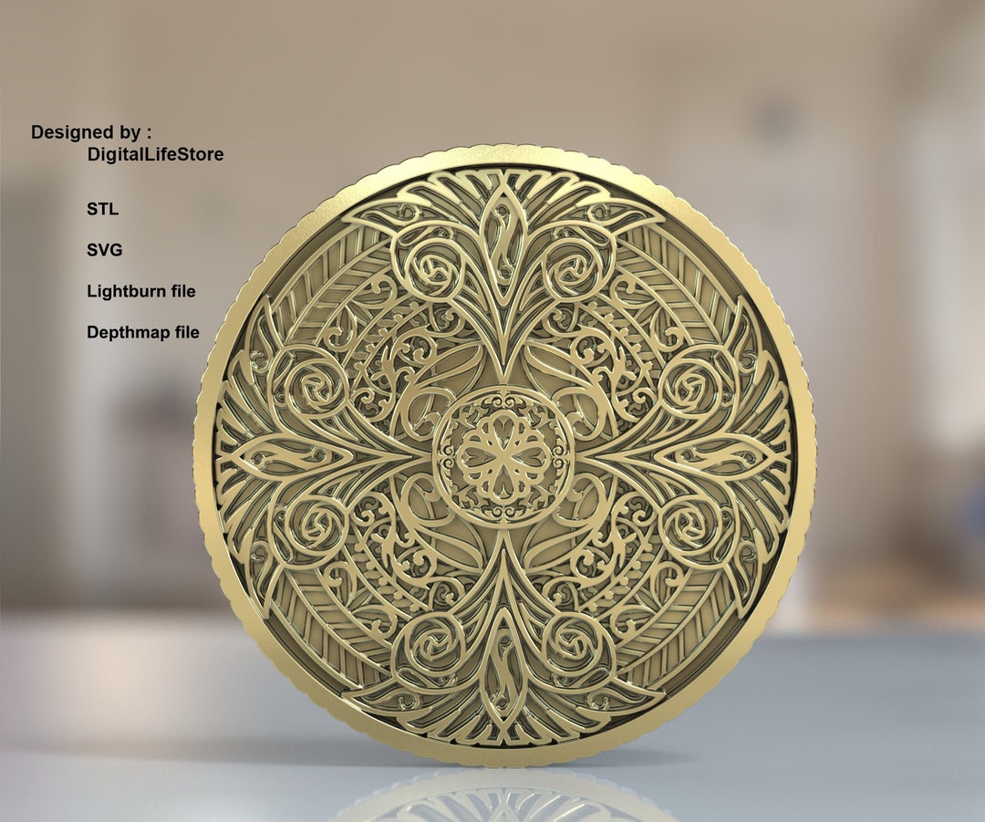 Layered Coin 3d Engraving File,depthmap Svg Lightburn Stl Fiber Laser ...