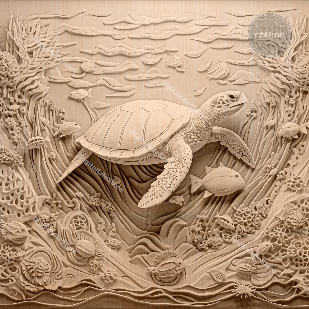 Turtle 3D Illusion Laser Engraving Files: Glowforge Ready - Etsy