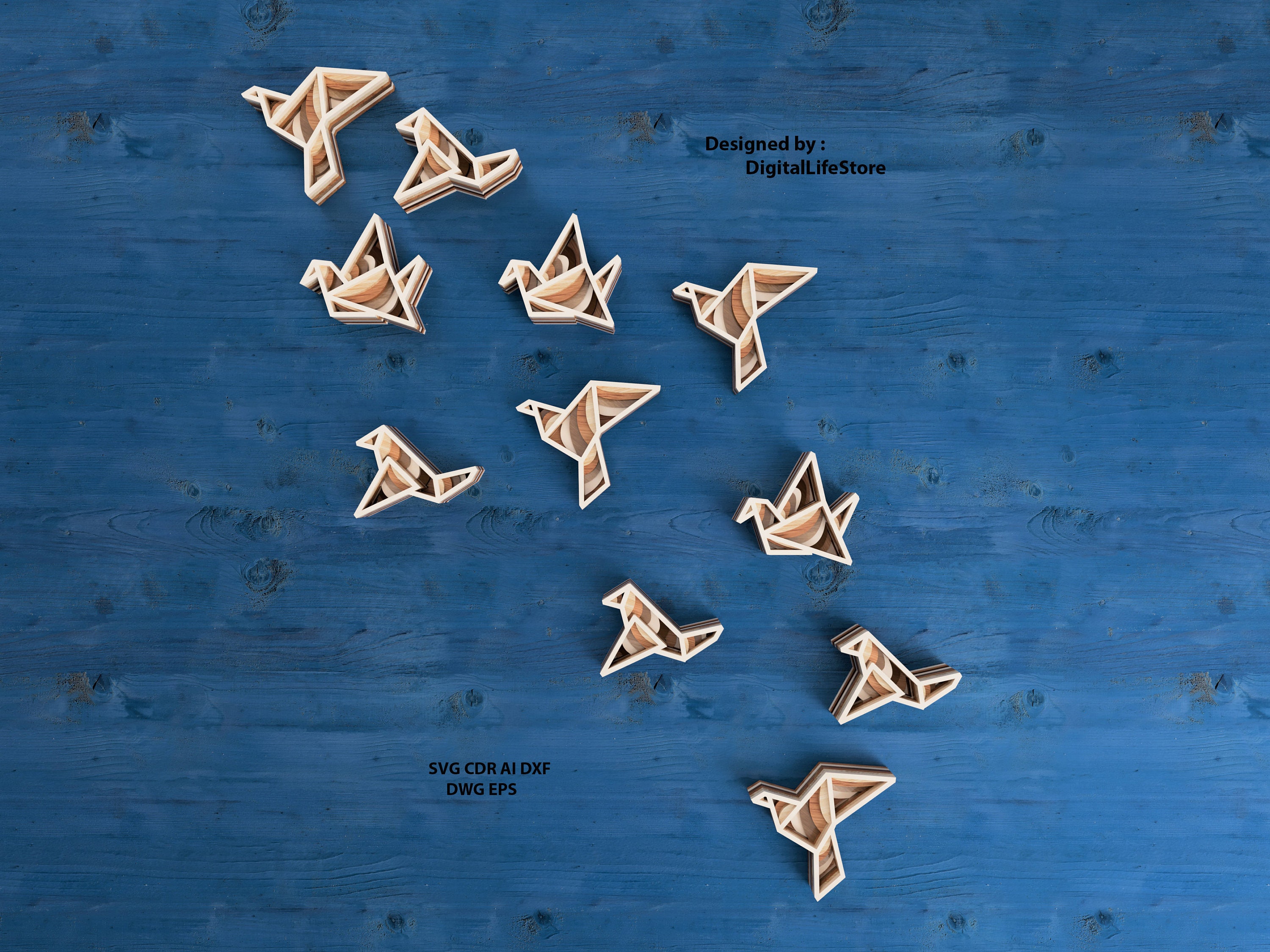 Geometric Birds Layered Laser Cut Filescnc Laser Cut Svgcnc | Etsy