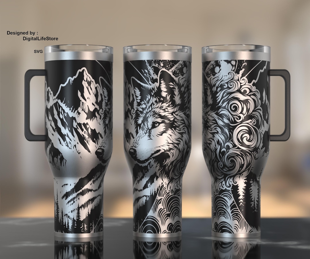 40oz WOLF Laser Engraved Full Wrap Design for for Laser Rotary Machine ...