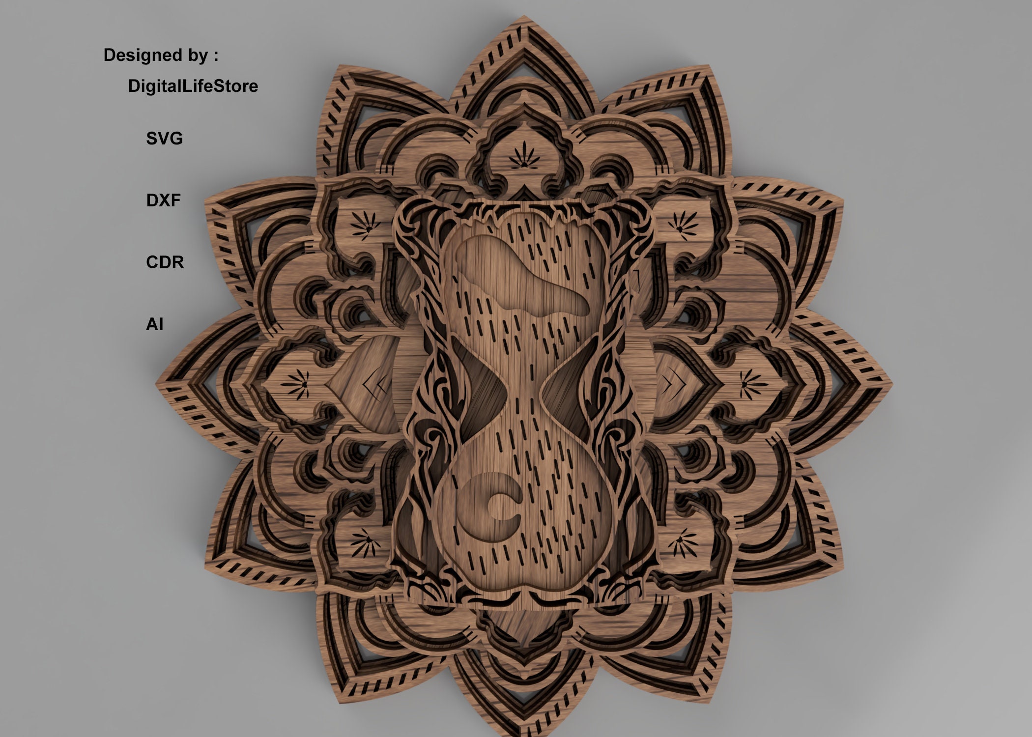 Sandglass Multilayered Mandala Laser Cut Files,cnc Laser Cut Vector,cnc ...