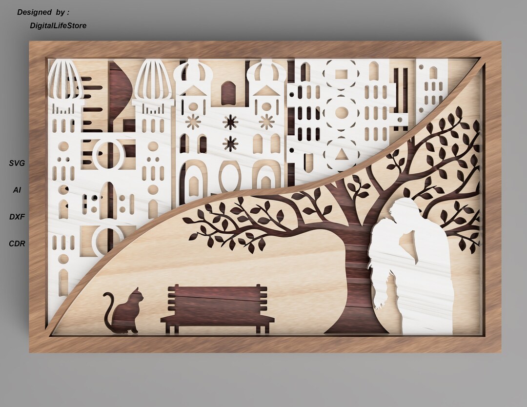 Layered Cityscape Wall Decor Laser Cut Files – 4 Layer SVG Glowforge ...
