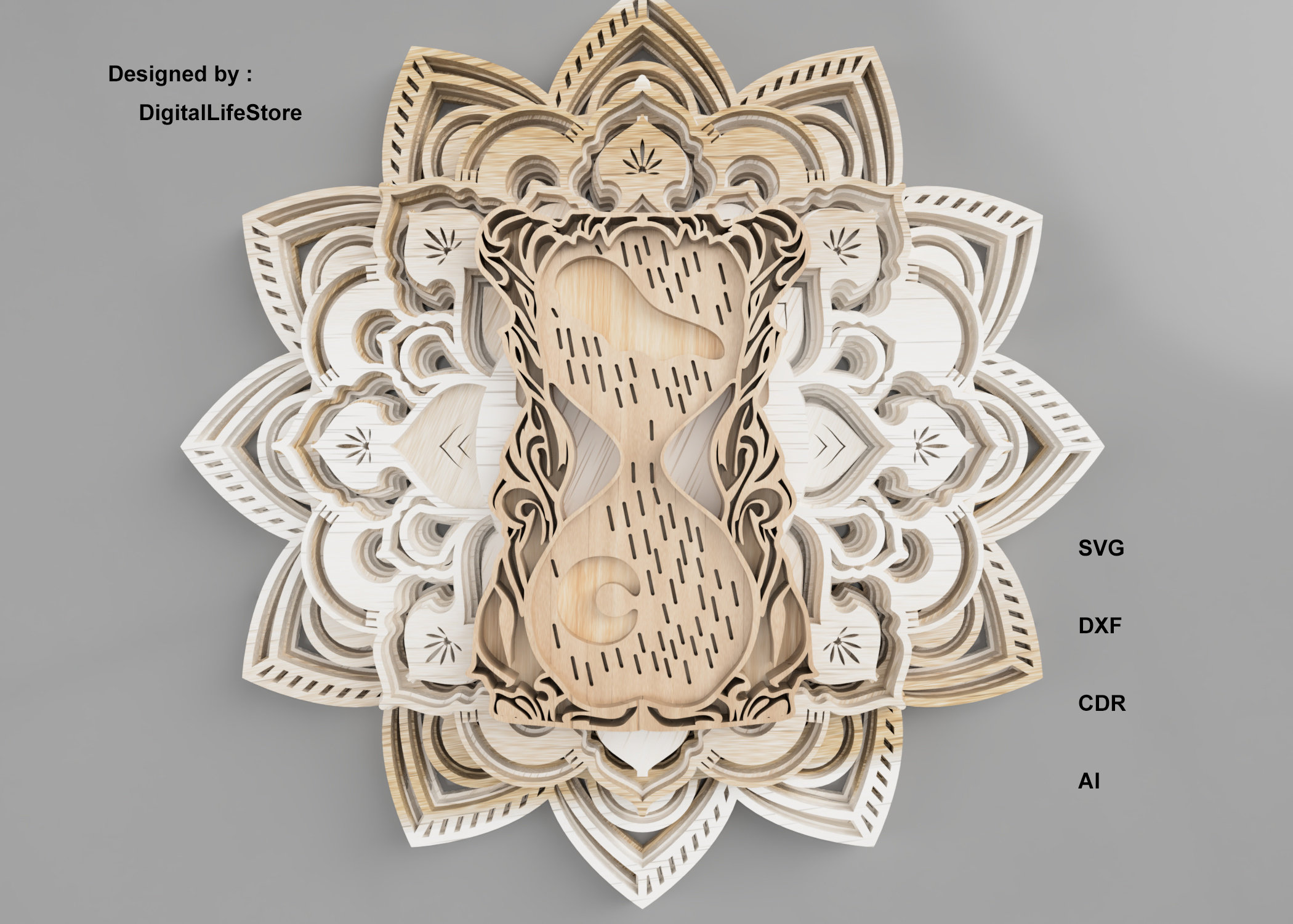 Sandglass Multilayered Mandala Laser Cut Files,cnc Laser Cut Vector,cnc ...