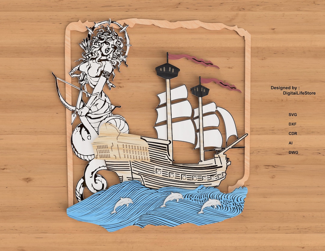 Layered Ship Laser Cut Files,laser Cut,cnc Router Files,ship Engraving ...