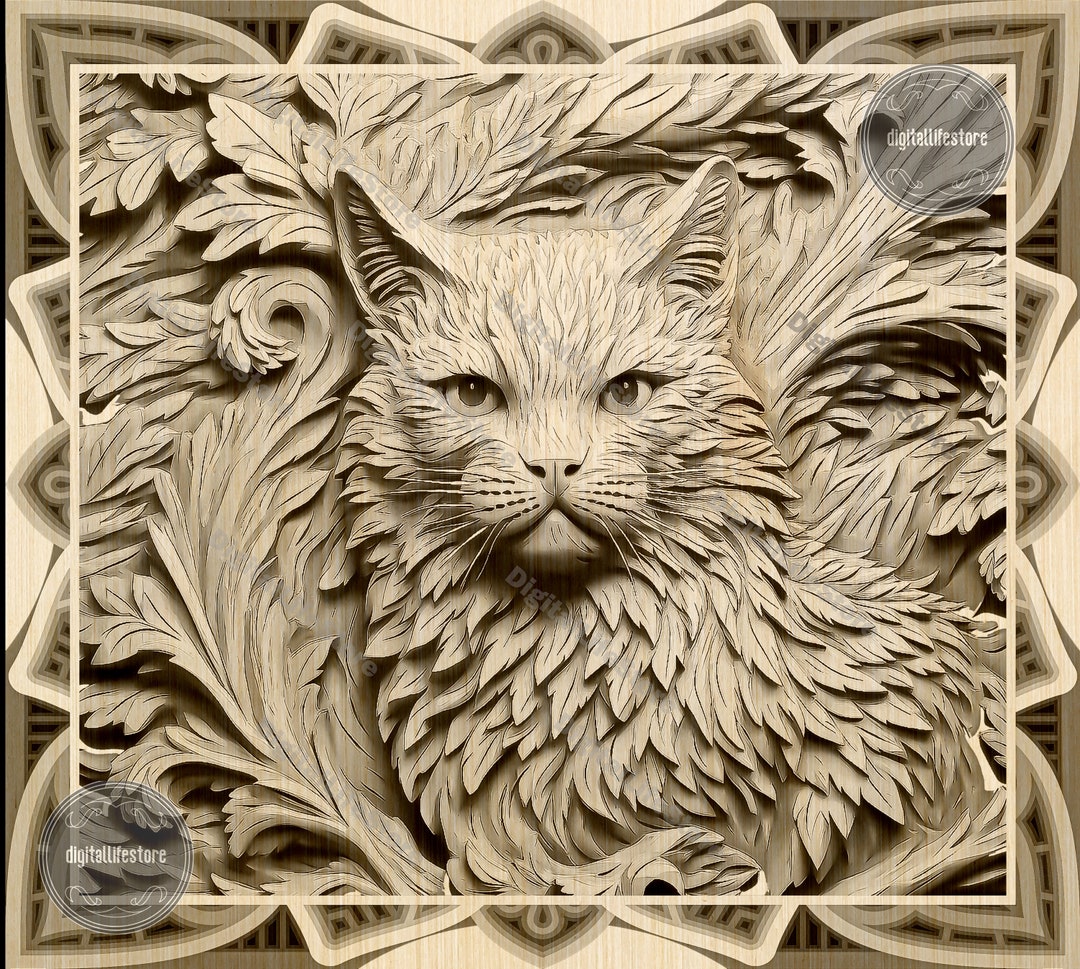 Cat 3d Illusion Laser Engraving Files With Glowforge Setting ,cat ...
