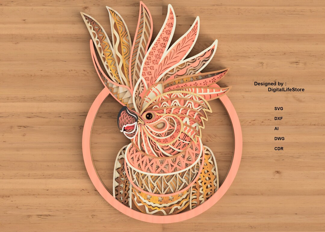 Layered Bird Cockatoos Svg Dxf,laser Cut Files,wall Decor Laser Cut,cnc ...