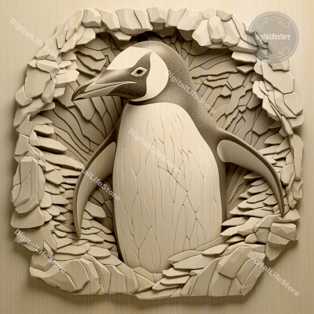 Penguin 3D Illusion Laser Engraving Files: Glowforge Ready (digital ...