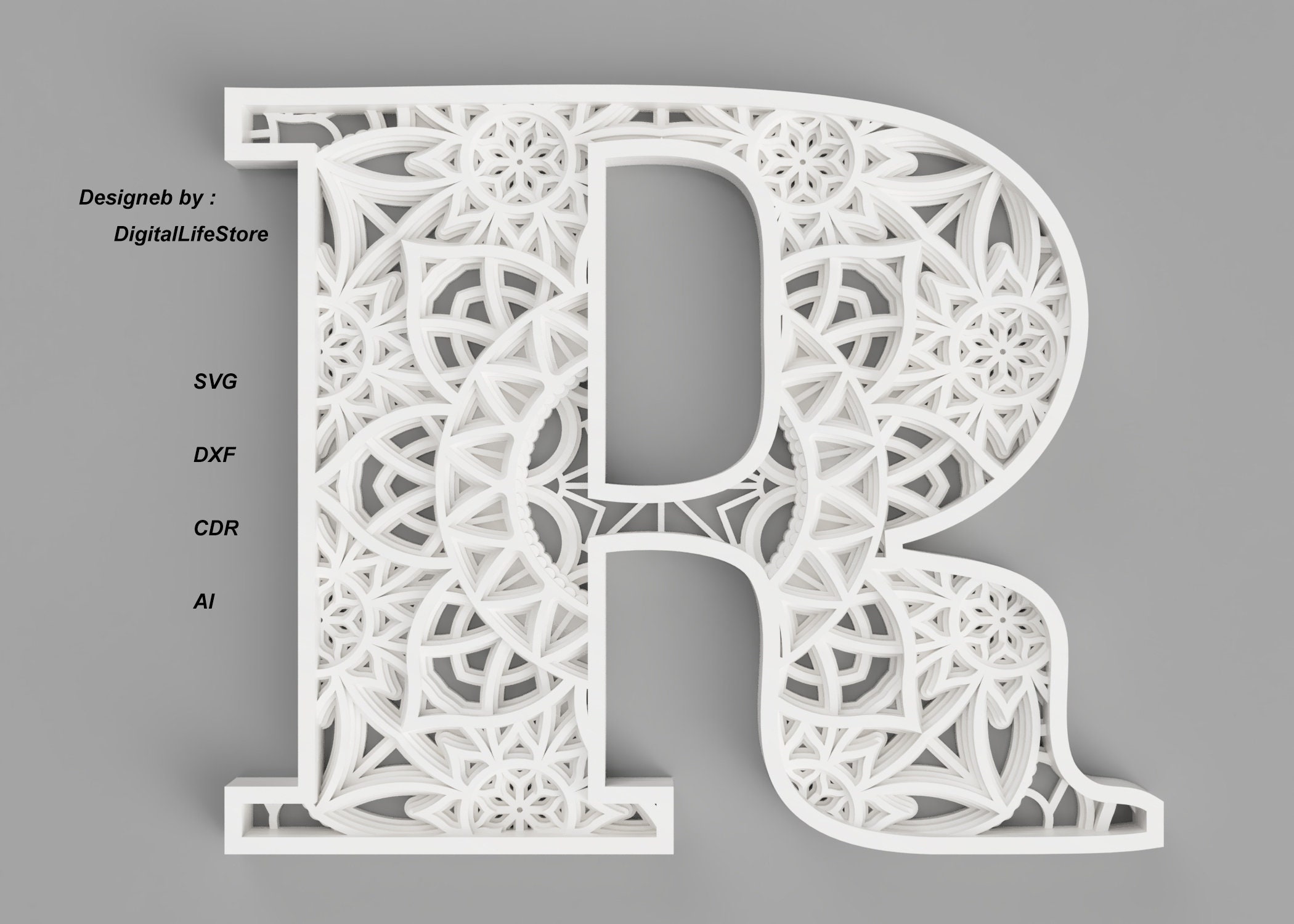 Layered Letter RDXF Laser Cut Files Alphabet Letter Rlaser | Etsy