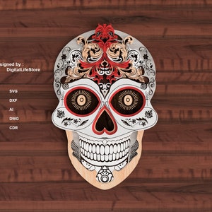 Layered Skull Laser Cut Files Engraving File,laser Cut Svg,cnc File ...