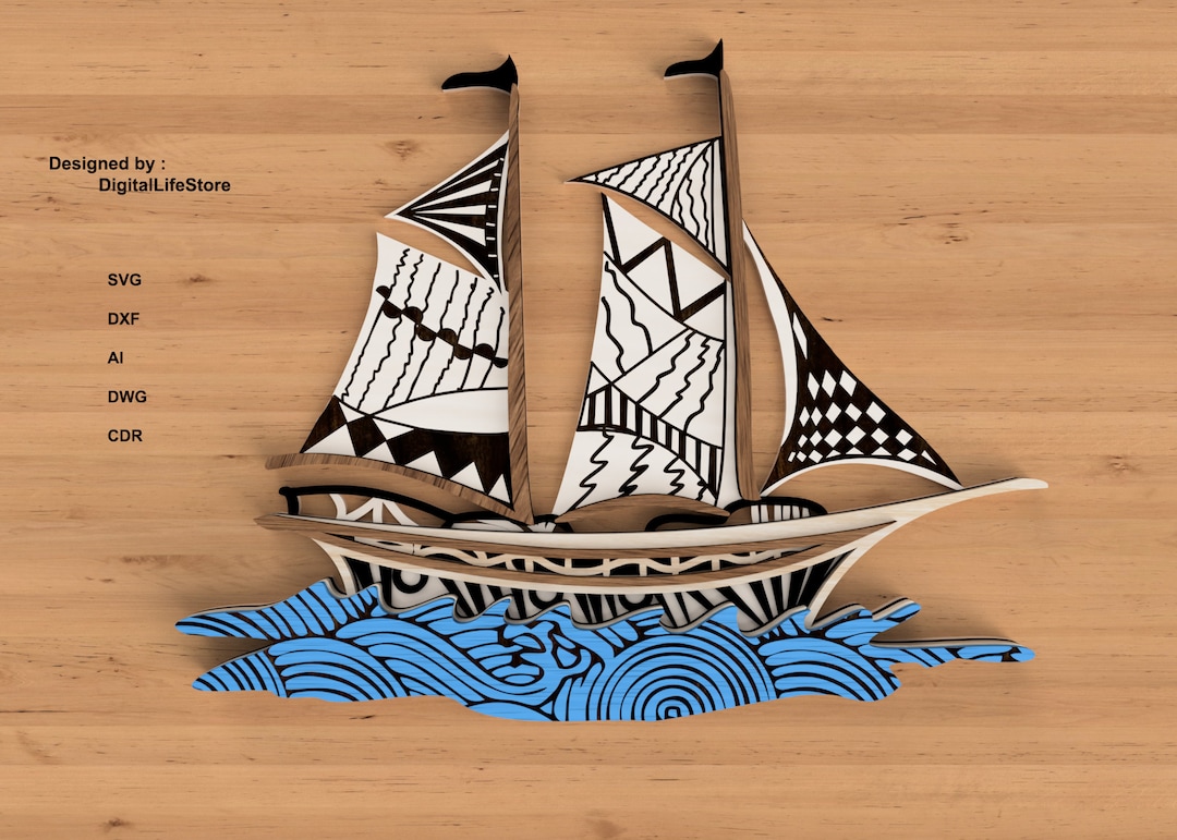 Layered Ship Laser Cut Files: CNC Router, Glowforge, Cricut - Etsy