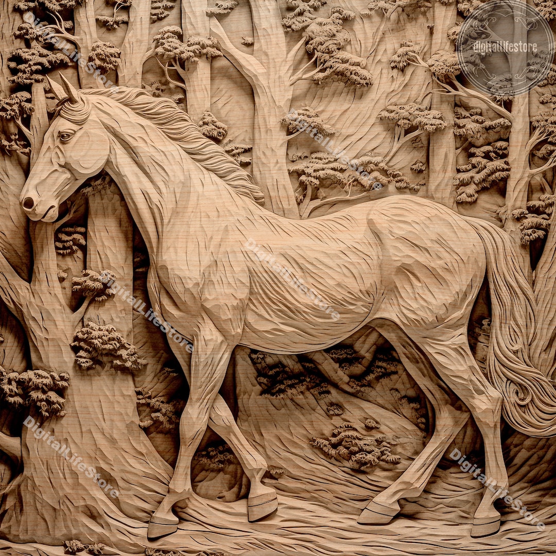Horse 3D Illusion Laser Engraving Files: Glowforge Ready - Etsy