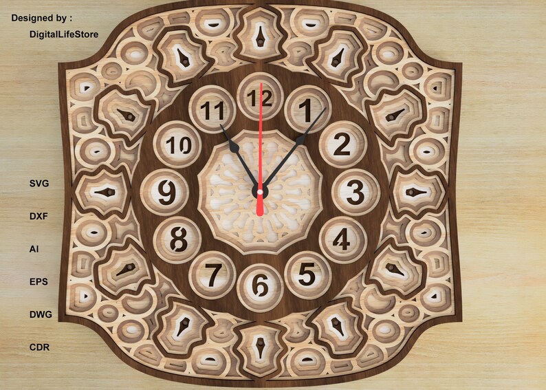 Clock Layered Laser Cut Filescnc Cut Files cnc Router - Etsy