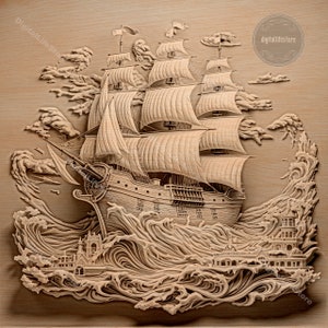 Ship 3d Illusion Laser Engraving Files With Glowforge Setting ,ship ...