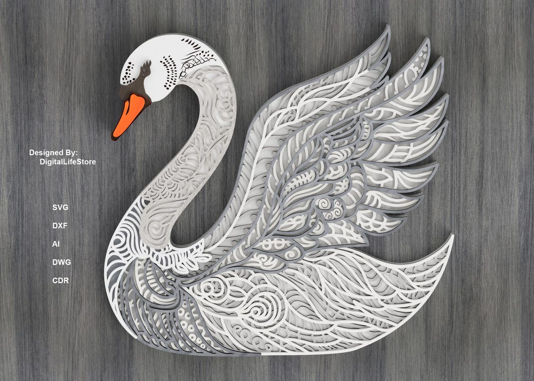 Layered Swan Mandala Svg,laser Cut Files,wall Decor Laser Cut,cnc Files ...
