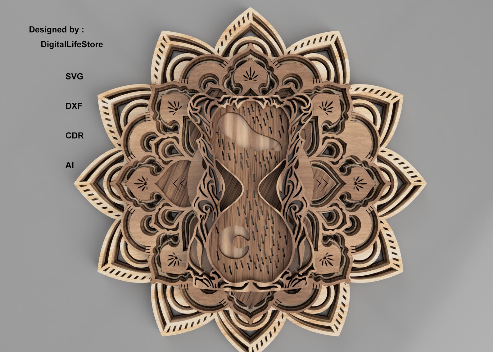 Sandglass Multilayered Mandala Laser Cut Files,cnc Laser Cut Vector,cnc ...