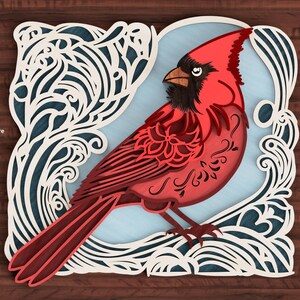 Layered Cardinal Bird Laser Cut Files Svg Dxf,wall Decor Laser Cut,cnc ...