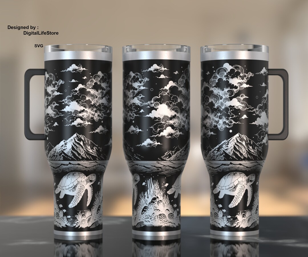 40oz Sea Turtle Laser Engraved Full Wrap Design for for Laser Rotary ...