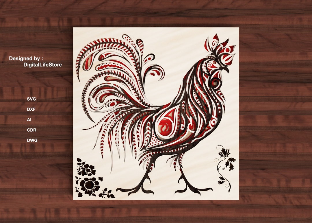 Rooster Multilayered Laser Cut Files,cnc Laser Cut Vector,laser ...
