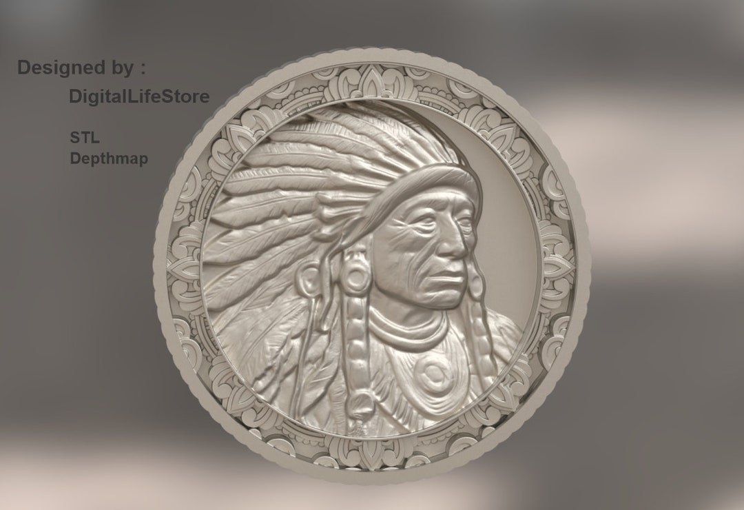 Native Indian Stl 3d Engraving Coin Files,fiber Laser Engraving Designs ...