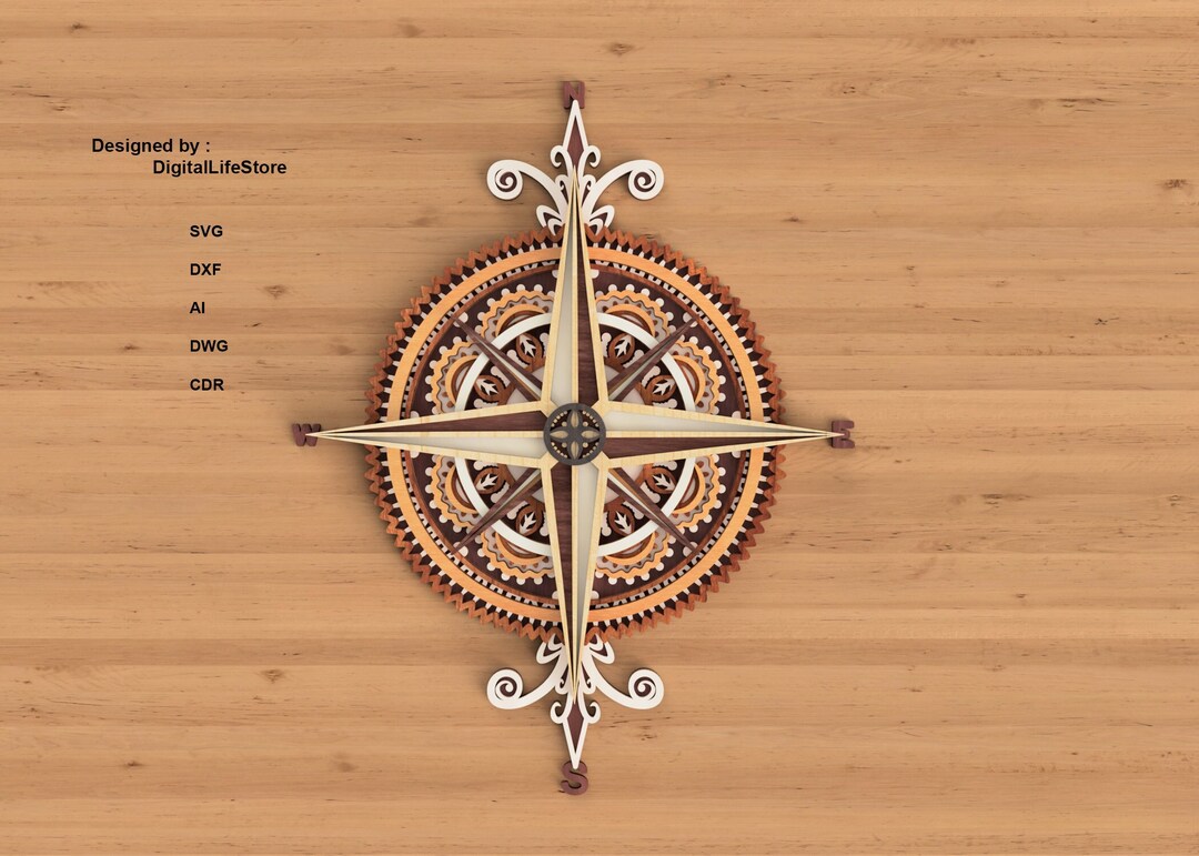 Multilayered Mandala Compass Laser Cut Files Svg Dxf,cnc Files, Compass ...