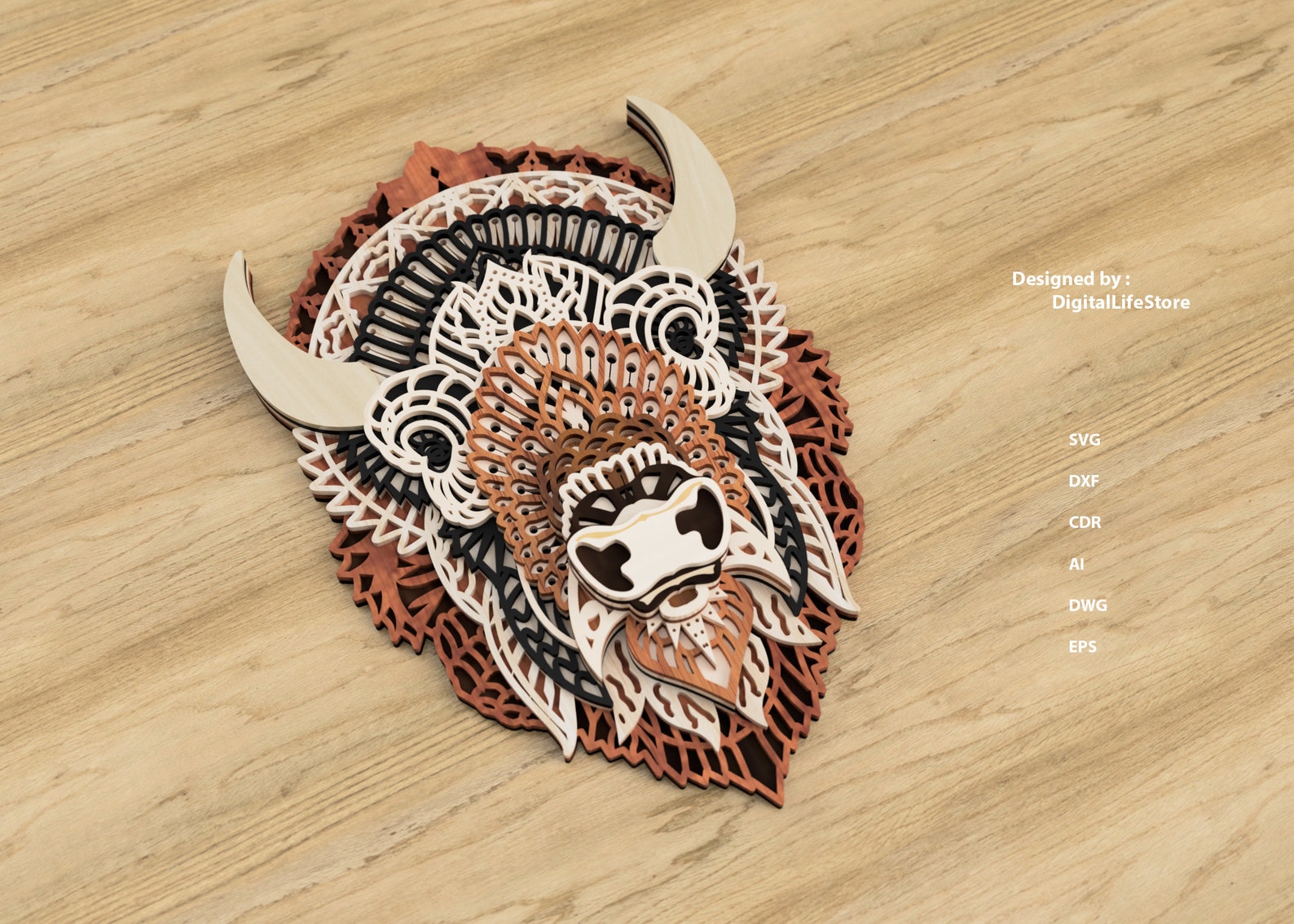 Bison Layered Laser Cut Filescnc Laser Cut Svg Dxf Cutting - Etsy