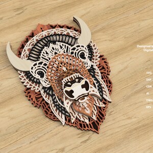 Bison Layered Laser Cut Files,cnc Laser Cut Svg Dxf Cutting Cricut,glowforge Laser Cut Mandala ...