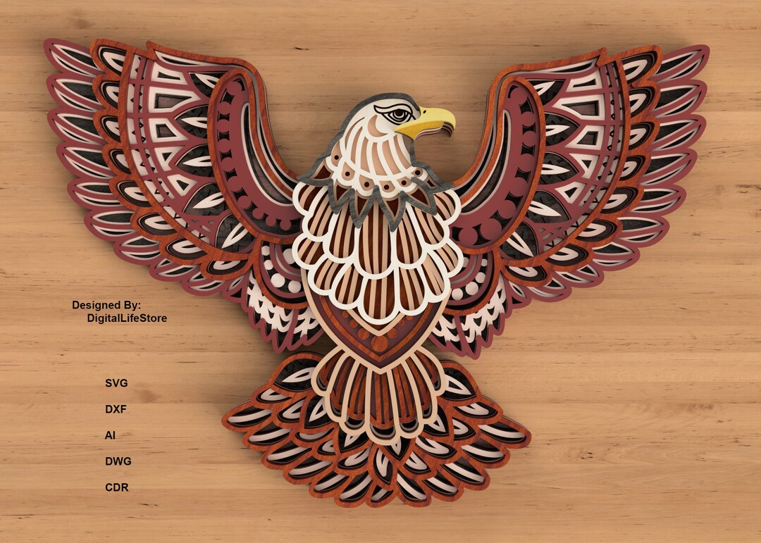Eagle Laser Cut Files SVG | Layered Mandala Eagle | CNC Router File ...